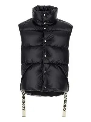 Khrisjoy KHRISJOY Sleeveless Shiny Nylon Puff Down Vest Black