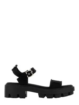 Prada Canvas Sandals With Buckle Detail - Black