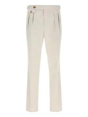 Brunello Cucinelli Tailored Stretch Cotton Pants - White