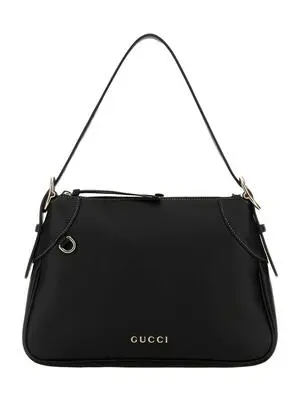 Gucci Gg Emblem Leather Shoulder Handbag - Black
