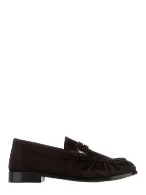 Saint Laurent Le Loafer Suede Slip-on Shoes - Brown