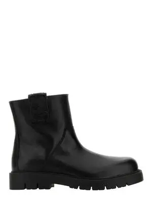 Bottega Veneta Haddock Leather Ankle Boots With Platform - Black