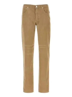 Brunello Cucinelli BRUNELLO CUCINELLI Corduroy Tailored Straight Leg Pants Camel