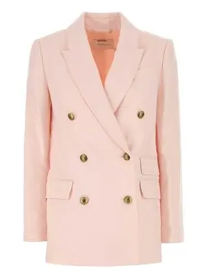 Zimmermann Linen Crush Double Breasted Blazer - Pink