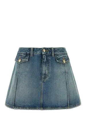 Alexander McQueen Denim Mini Skirt - Light Blue