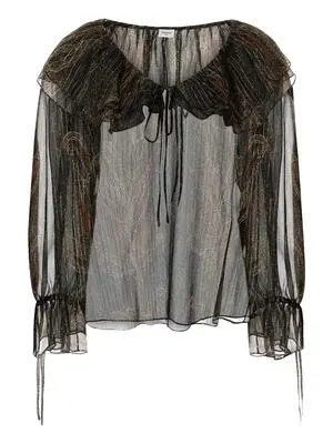 SAINT LAURENT SAINT LAURENT Metallic Paisley Print Silk Blend Blouse