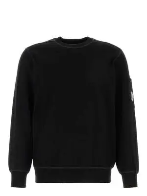 C.P. COMPANY Cotton Knit Crewneck Sweater With Lens Detail - Black