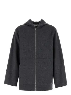 Bottega Veneta Virgin Wool Zip-up Hoodie - Grey