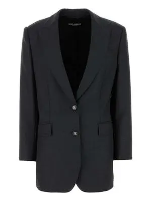 Dolce & Gabbana Wool Blazer With Silk Lining - Grey