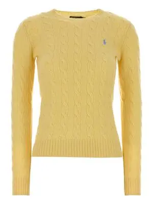 Polo Ralph Lauren Polo Ralph Lauren Cable Knit Wool-Cashmere Crewneck Sweater Yellow