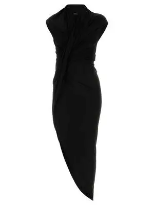 Balenciaga Stretch Crepe Draped Dress - Black