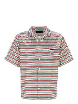 Prada Embroidered Striped Cotton-silk Blend Shirt - Stripped