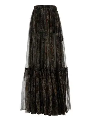 Saint Laurent SAINT LAURENT Printed Silk-Blend Midi Skirt Printed