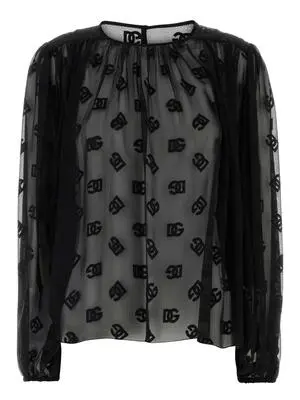 DOLCE & GABBANA DOLCE & GABBANA Sheer Logo Print Blouse