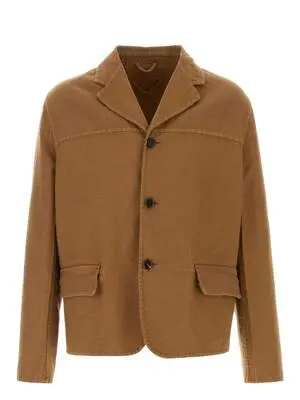 Prada Single-breasted Cotton Blazer - Camel