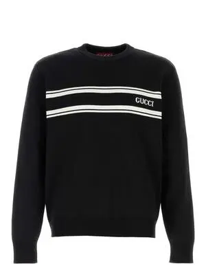 Gucci Striped Silk Blend Knit Sweater - Black