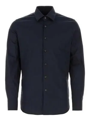 Prada Prada Stretch Poplin Shirt For Men Blue
