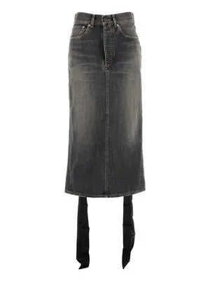BALENCIAGA BALENCIAGA Denim Mini Skirt With Tie Detail