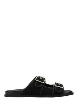 Gucci Gg Fabric Slippers With Buckle Detail - Printed