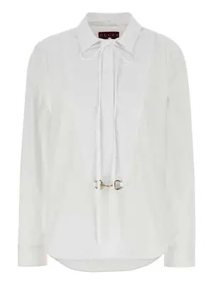 Gucci Cotton Poplin Shirt With Horsebit Detail - White