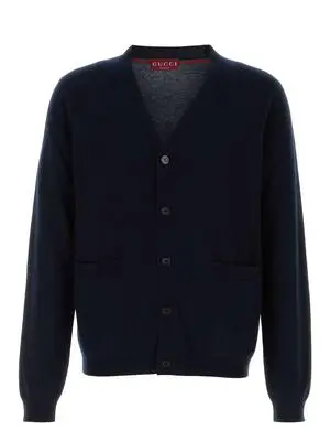 Gucci 100% Cashmere V-neck Cardigan With Pockets - Blue