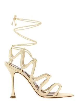 Manolo Blahnik Fawda Leather High Heel Sandals - Yellow