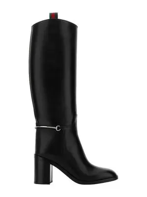 Gucci Leather High Heel Boots - Black