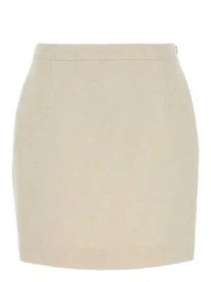 Alessandra Rich Cream Tweed Mini Skirt - Yellow