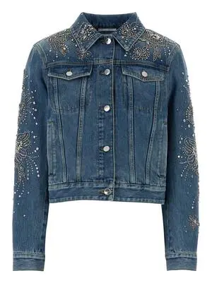 Gucci GUCCI Embellished Denim Trucker Jacket Light Blue