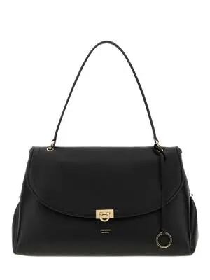 FERRAGAMO Ferragamo Leather Shopping Handbag Black