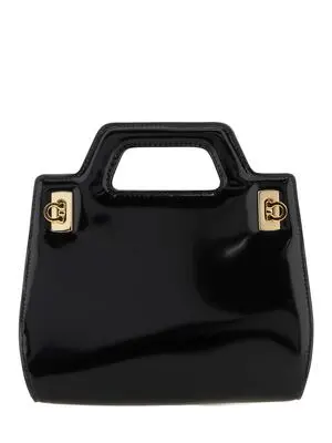 FERRAGAMO Mini Wanda Handbag With Golden Hardware - Black