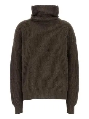 UMA WANG Ribbed Turtleneck Wool Sweater - Brown
