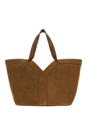 Saint Laurent SAINT LAURENT Suede Shopping Handbag With Top Handle Camel