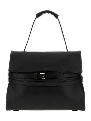 Moschino Tie Me Medium Leather Shoulder Bag - Black