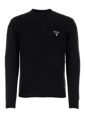 Prada 100% Cashmere Long Sleeve Crew Neck Sweater - Black