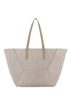 Brunello Cucinelli BRUNELLO CUCINELLI Suede Shopping Handbag Grey