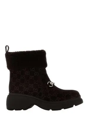 Gucci GUCCI Suede Ankle Boots With Monogram And Horsebit Detail Brown