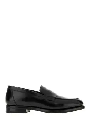 Santoni Colin Calf Leather Loafers - Black