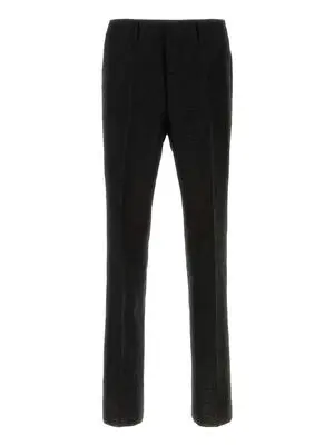 Fendi Linen Blend Tailored Trousers - Black