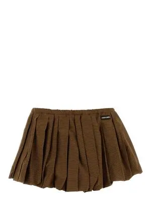 MIU MIU Miu Miu Pleated Checked Mini Skirt