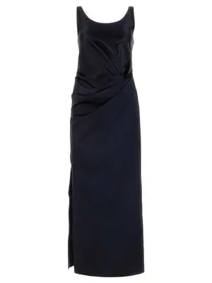 Fendi Satin Midi Dress With Silk Lining - Blue