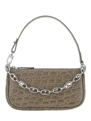 By Far Dove Mini Leather Baguette Handbag - Grey