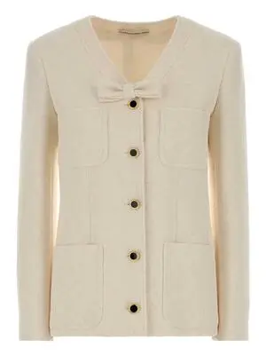 Alessandra Rich Bouclé Loop Blazer - White