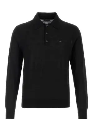 Prada Virgin Wool Polo Shirt - Black