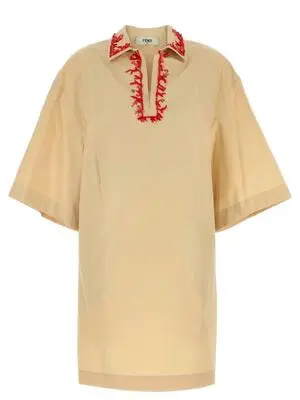 Fendi Lightweight Cotton Poplin Dress - Yellow