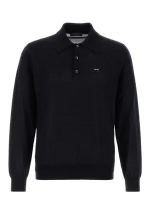 Prada Virgin Wool Polo Shirt - Blue