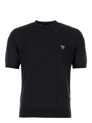 Prada Prada Pristine Virgin Wool T-Shirt For Men Blue