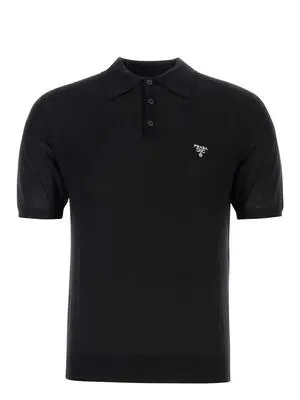 Prada Pristine Virgin Wool Polo Shirt - Black