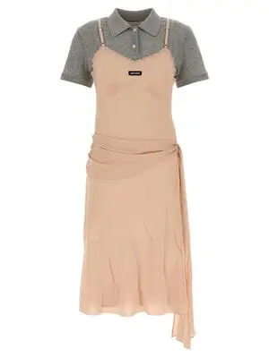 Miu Miu Silk Mini Dress With Cotton Trim - Pink