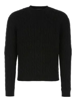 Prada PRADA Wool-Cashmere Blend Sweater With Metal Fiber Detail Black